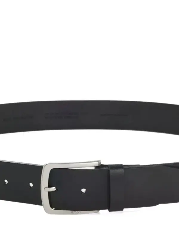 BOSS Italian-leather Belt With Logo-engraved Buckle