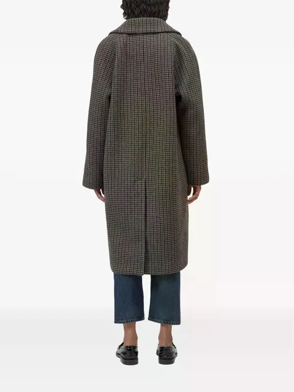 Closed Double-breasted Checked Coat