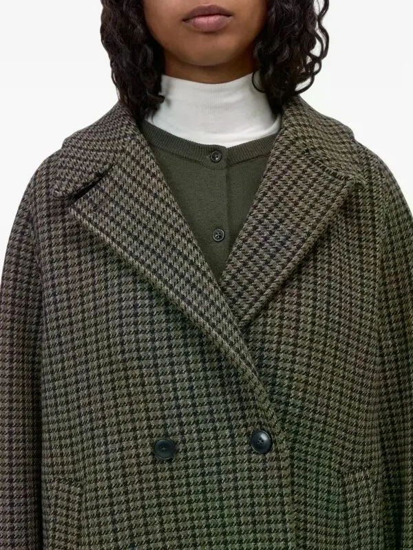 Closed Double-breasted Checked Coat