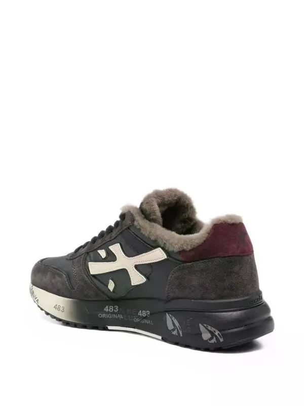 Premiata Shearling-lined Logo-patch Sneakers - Black