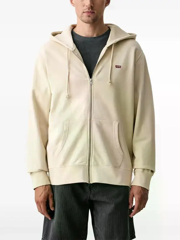 LEVI'S Logo-patch Zip-up Hoodie - Neutrals