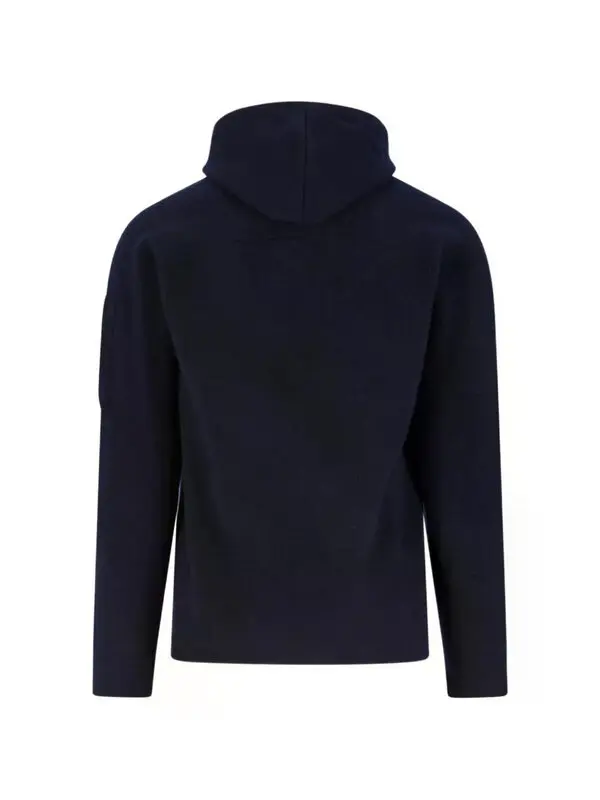 C.P. COMPANY Lens-detail Knitted Hoodie - Blue