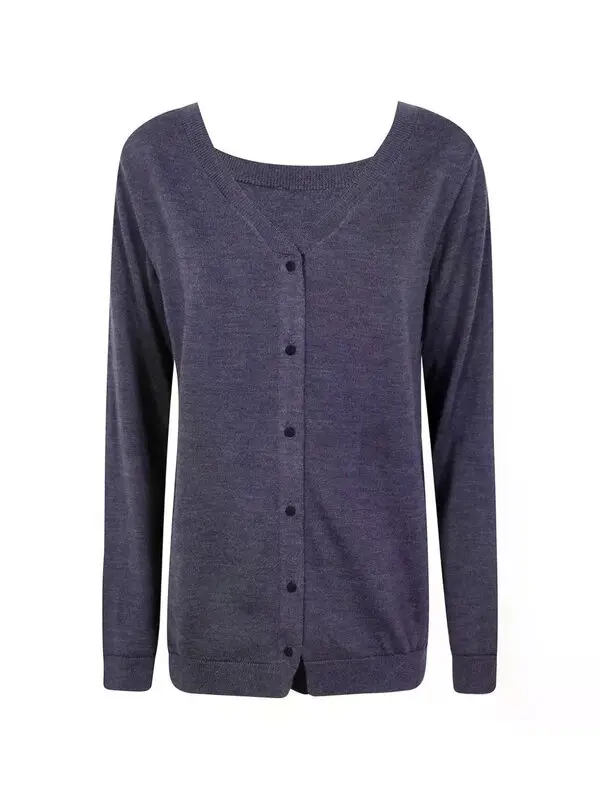 SEMICOUTURE V-neck Virgin Wool Cardigan - Grey