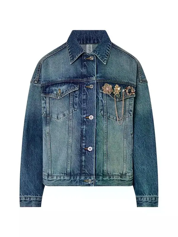 Liu Jo Jacket In Denim With Spille Jewel - Blue