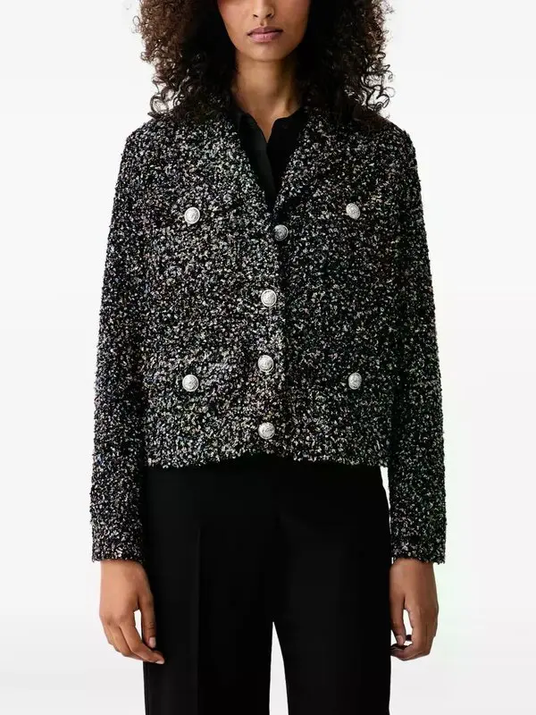 Dkny Sequin-embellished Tweed Jacket - Black