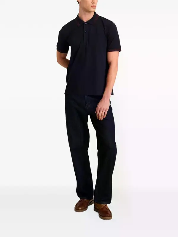 Pringle Of Scotland Logo-embroidered Tipped Polo Shirt - Blue