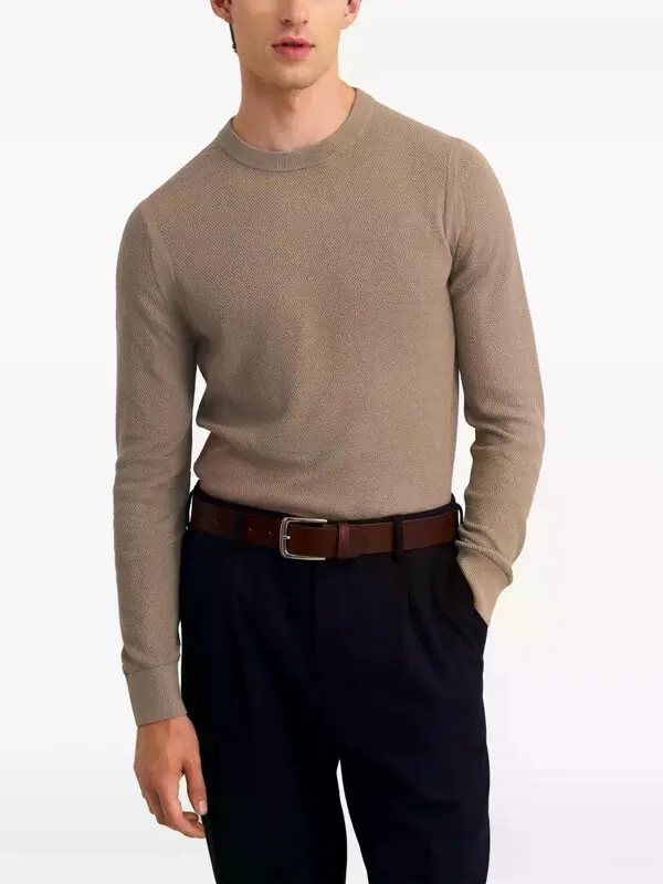 Pringle Of Scotland Diamond-stitch Crew-neck Sweater - Brown