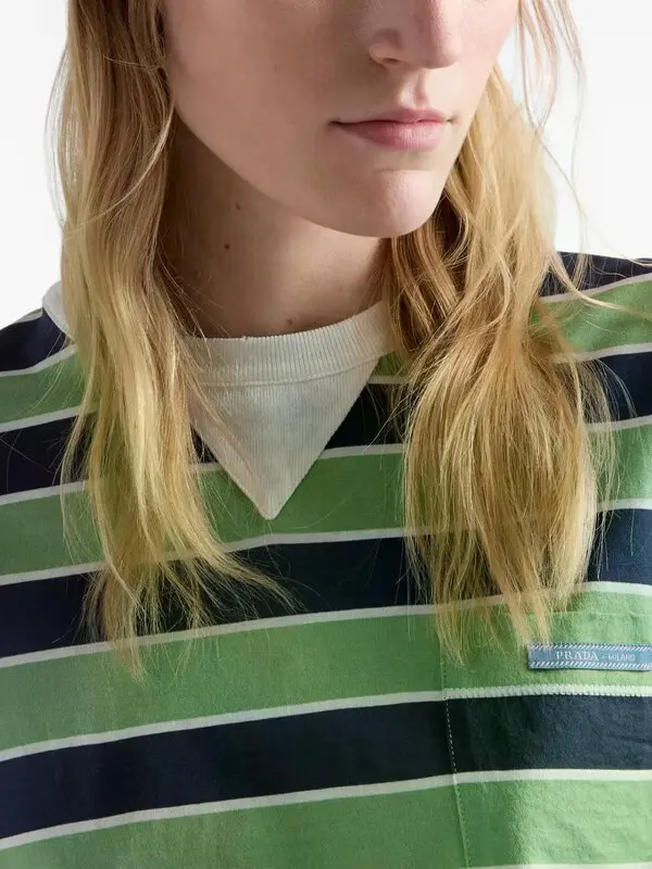 Prada Long-sleeved Bayadere Striped Cotton T-shirt
