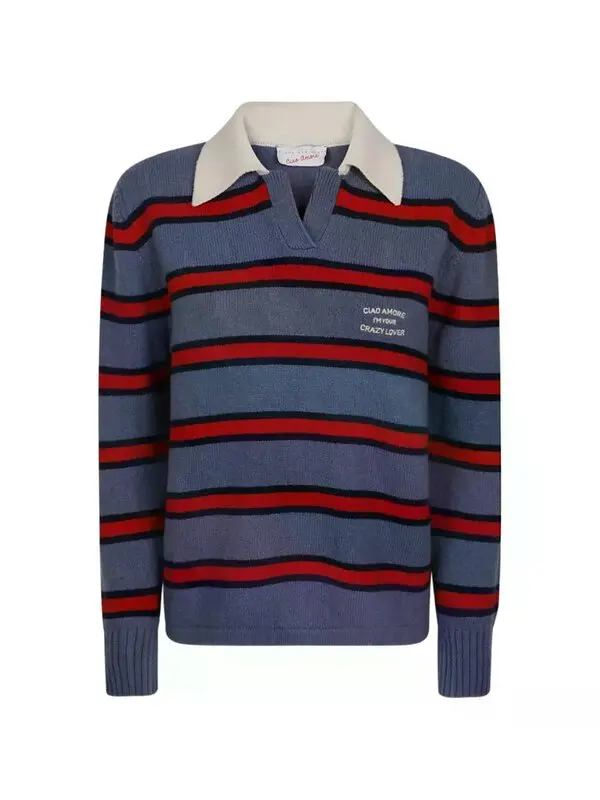 Giada Benincasa Crazy Lover Striped Embroidered Sweater - Blue