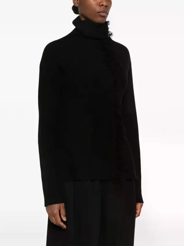 UMA WANG Fringed Ribbed-knit Sweater