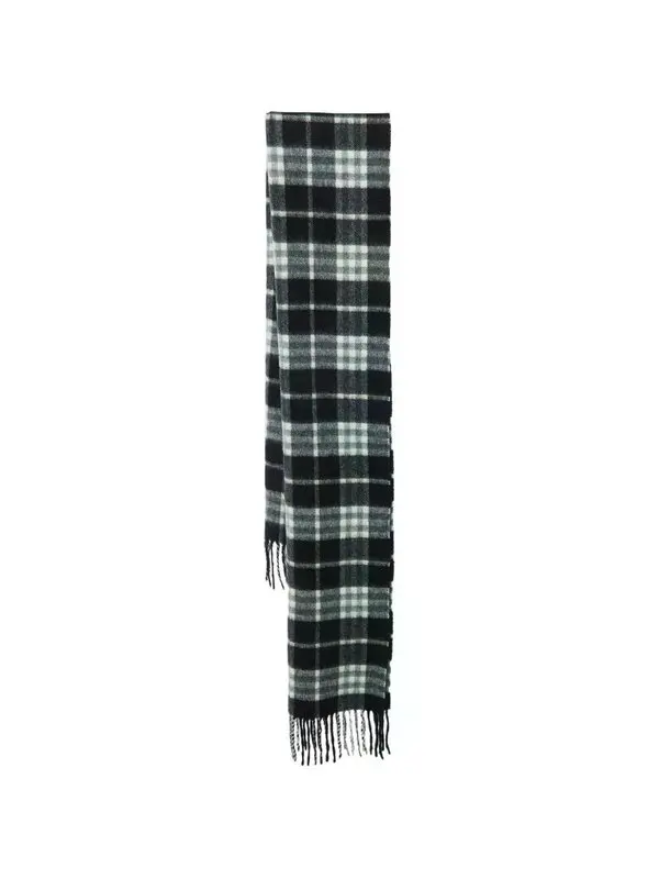 Burberry Nova Check Cashmere Fringed Scarf - Black