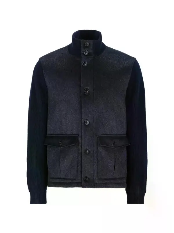 Herno Knitted-sleeve Button-up Jacket - Blue