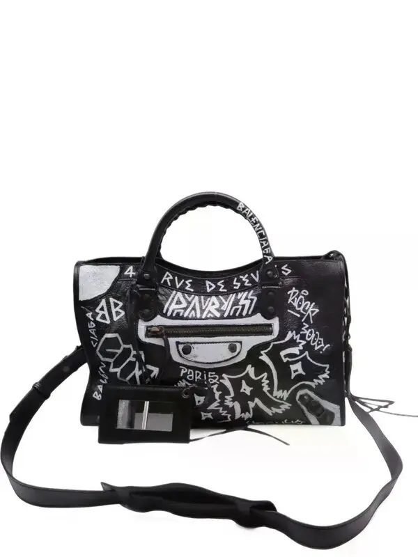 Balenciaga Graffiti City Tote Bag - Black