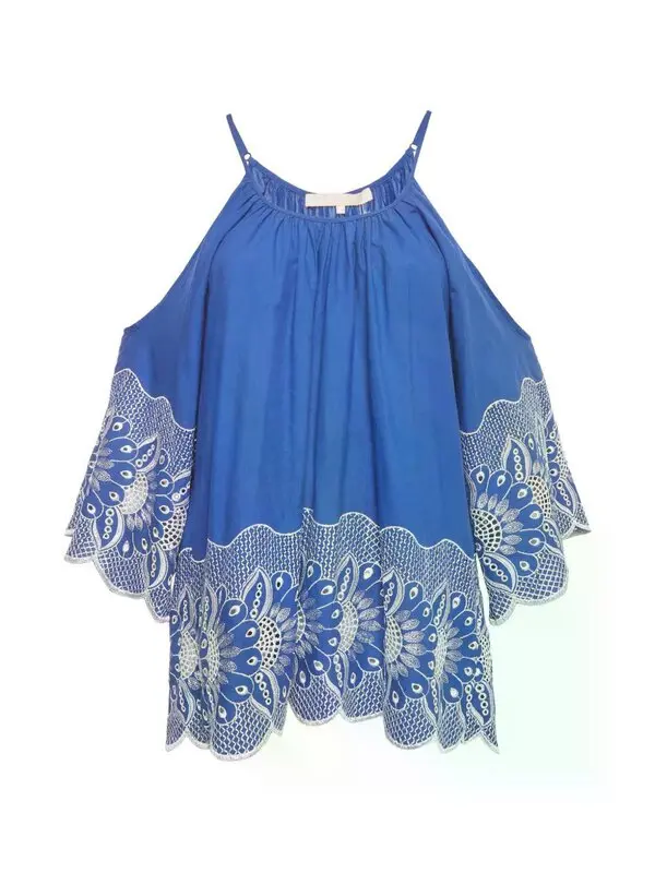 VALERIE KHALFON Floral-embroidered Blouse - Blue