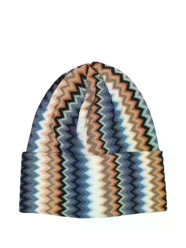 Missoni Zigzag Knit Beanie Hat - Blue