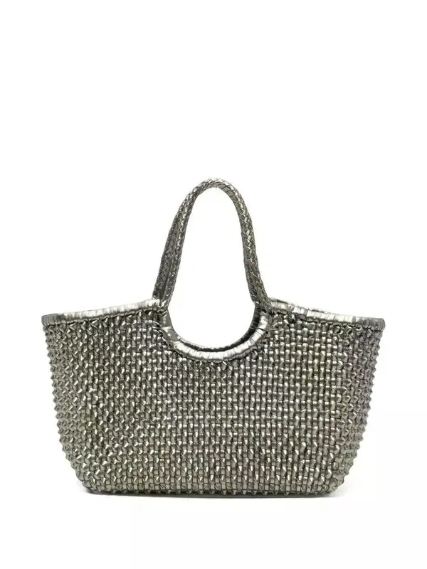 Dragon Diffusion Nantucket Cactus Woven Leather Tote Bag - Silver