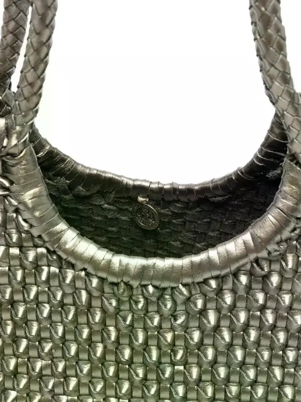 Dragon Diffusion Nantucket Cactus Woven Leather Tote Bag - Silver