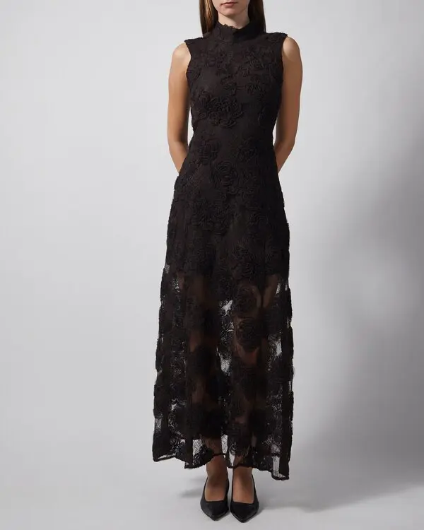ROTATE BY BIRGER CHRISTENSEN Dress 3d Flower Maxi