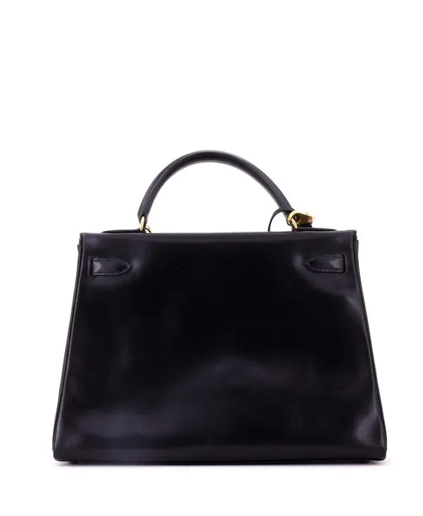 Hermès Kelly 32 Handbag Black Box Calf With Gold Hardware