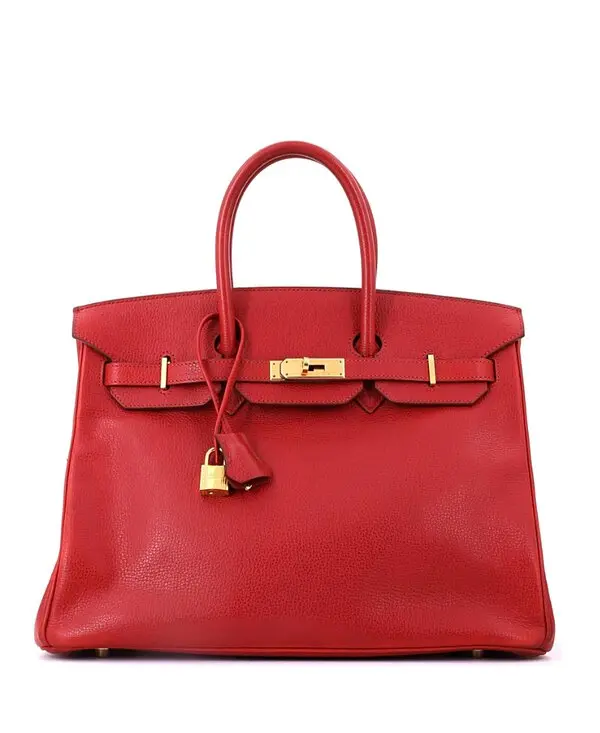 Hermès Birkin 35 Handbag Red Vache Liegee With Gold Hardware