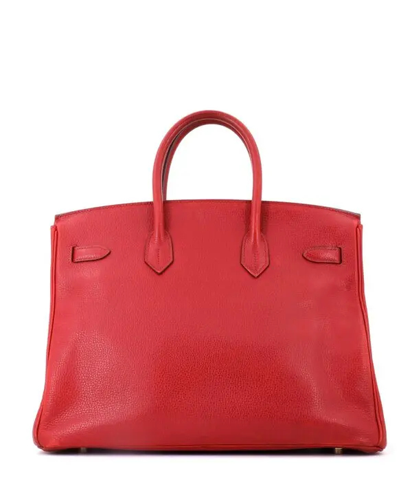 Hermès Birkin 35 Handbag Red Vache Liegee With Gold Hardware