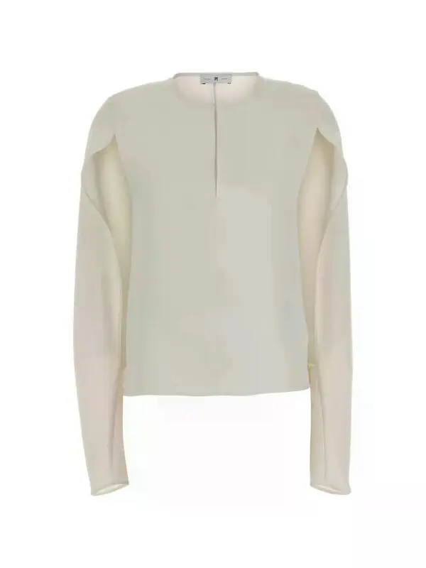 PT TORINO Grazie Cape-sleeve Blouse - Neutrals
