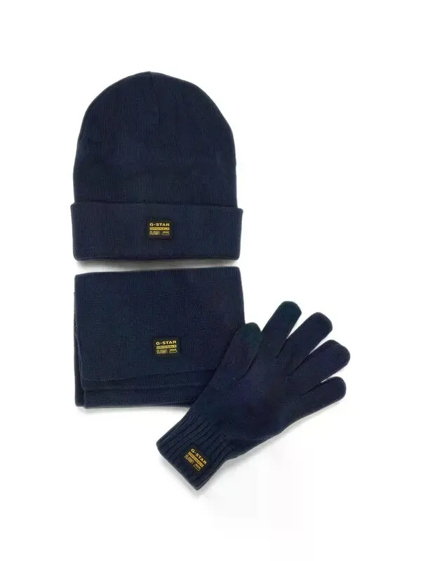 G-star Raw Logo-patch Knit Accessories Set - Blue