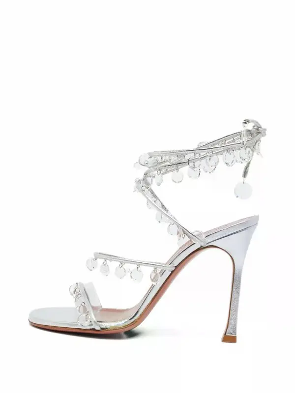 Amina Muaddi Tina Crystal-embellished Ankle-strap Sandals - Silver