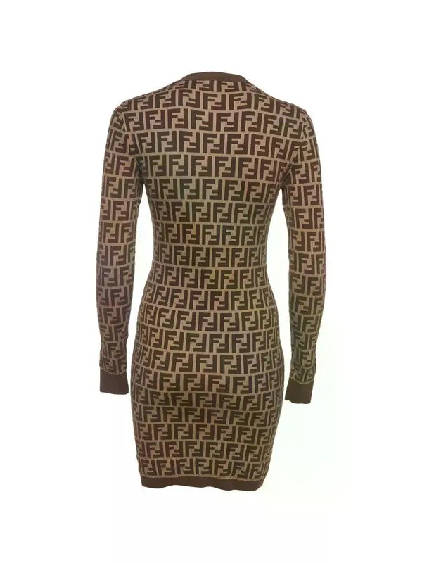 Fendi Zucca-jacquard Mini Dress - Brown