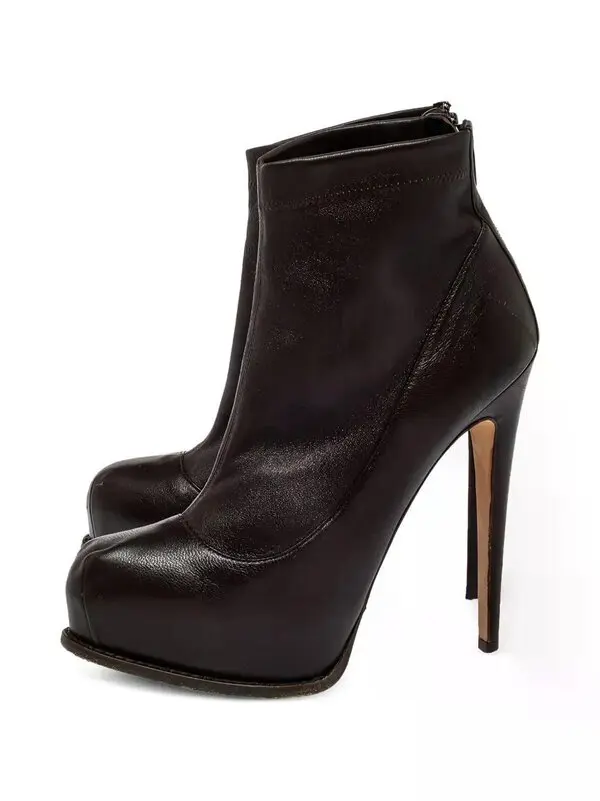 Brian Atwood Platform Leather Ankle Boots - Red