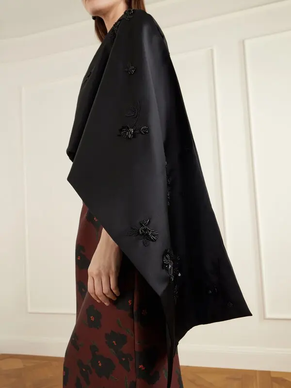 Bernadette Leo Cropped Embellished Crepe Cape