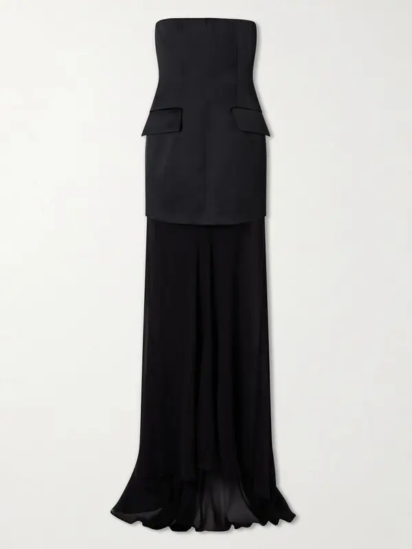 Sportmax Cilen Layered Satin And Silk Bustier Gown