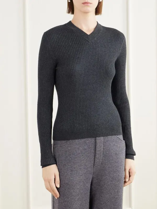LISA YANG Marguerite Ribbed Cotton And Cashmere-blend Sweater