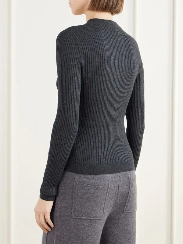 LISA YANG Marguerite Ribbed Cotton And Cashmere-blend Sweater