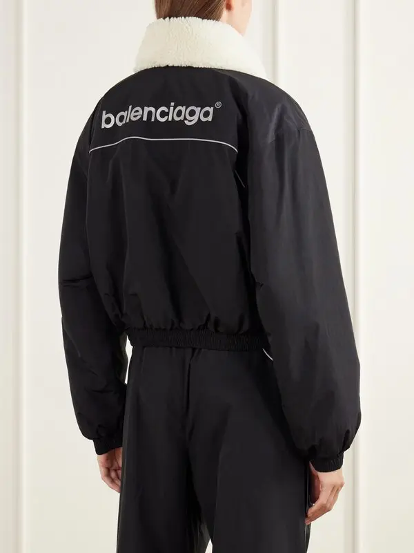 Balenciaga Cropped Plush-trimmed Coated Cotton-blend Shell Ski Jacket