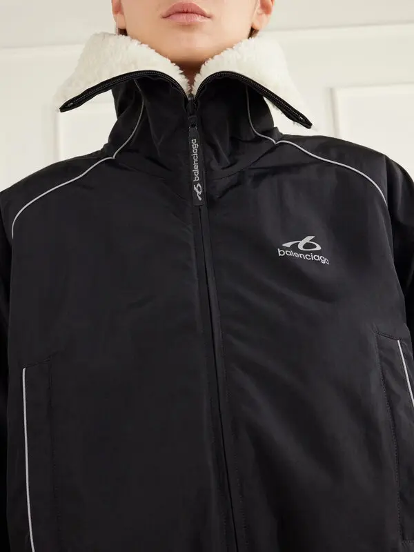 Balenciaga Cropped Plush-trimmed Coated Cotton-blend Shell Ski Jacket