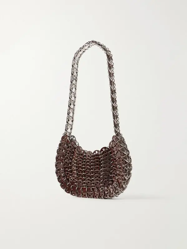 Rabanne Moon Flip Croc-effect Leather Chainmail Shoulder Bag