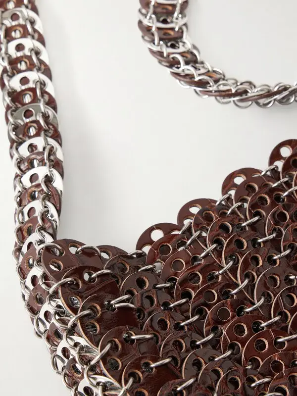 Rabanne Moon Flip Croc-effect Leather Chainmail Shoulder Bag