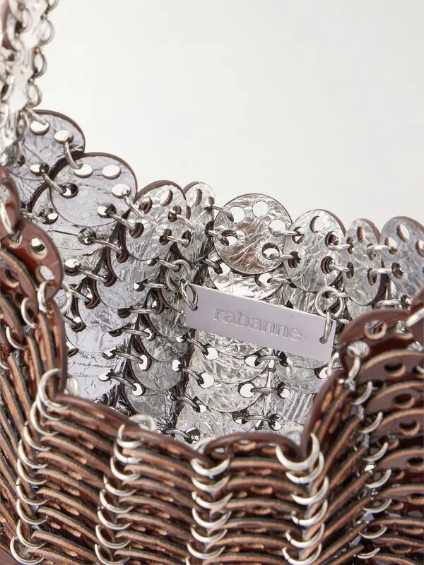 Rabanne Moon Flip Croc-effect Leather Chainmail Shoulder Bag