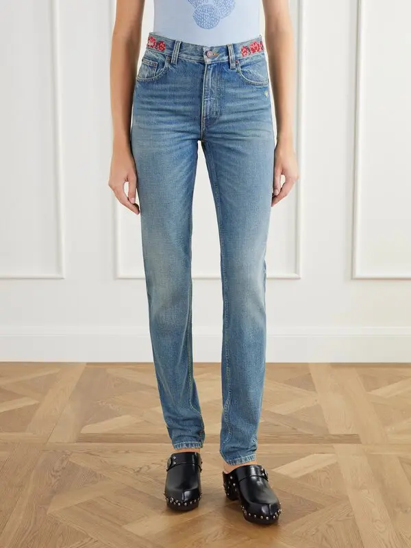 Chloé Embroidered High-rise Skinny-leg Jeans
