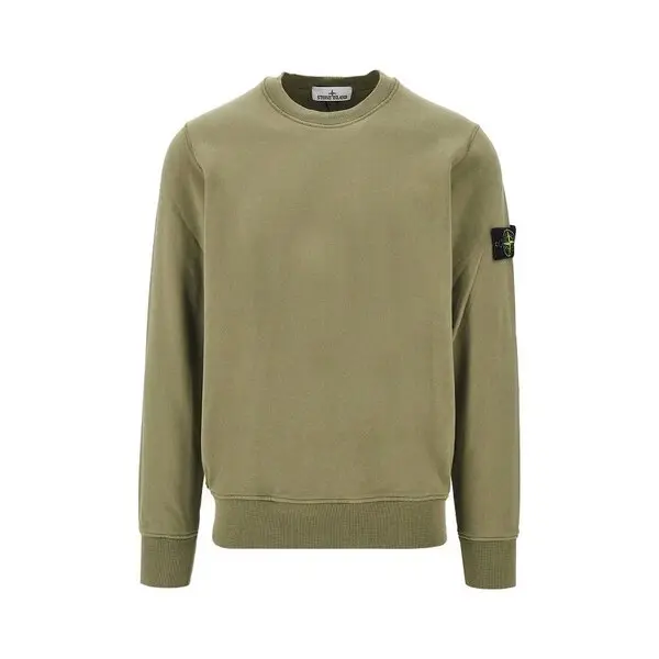 Stone Island Logo Badge Organic Cotton Weathirt - Green