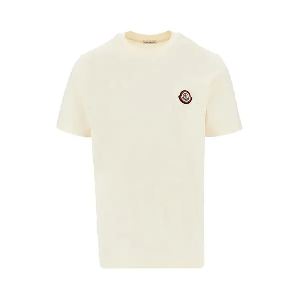 Moncler Tricolour Logo Patch T-hirt - Beige