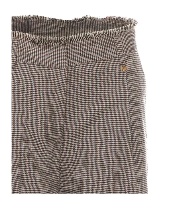 Liu Jo Frayed Houndstooth Wide-leg Pants