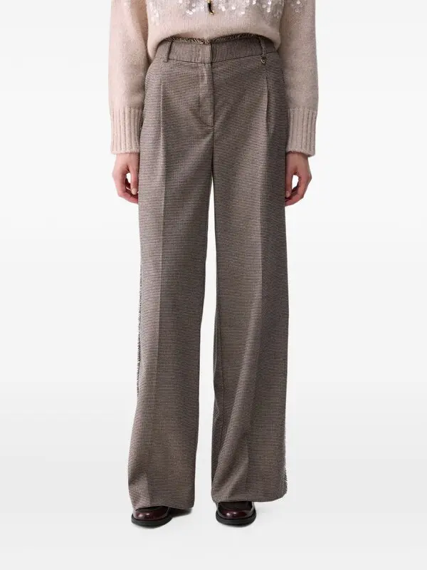 Liu Jo Frayed Houndstooth Wide-leg Pants