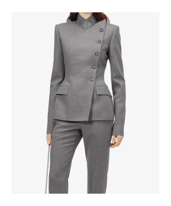 Alexander McQueen Wool Pinstripe Cross Lapel Jacket