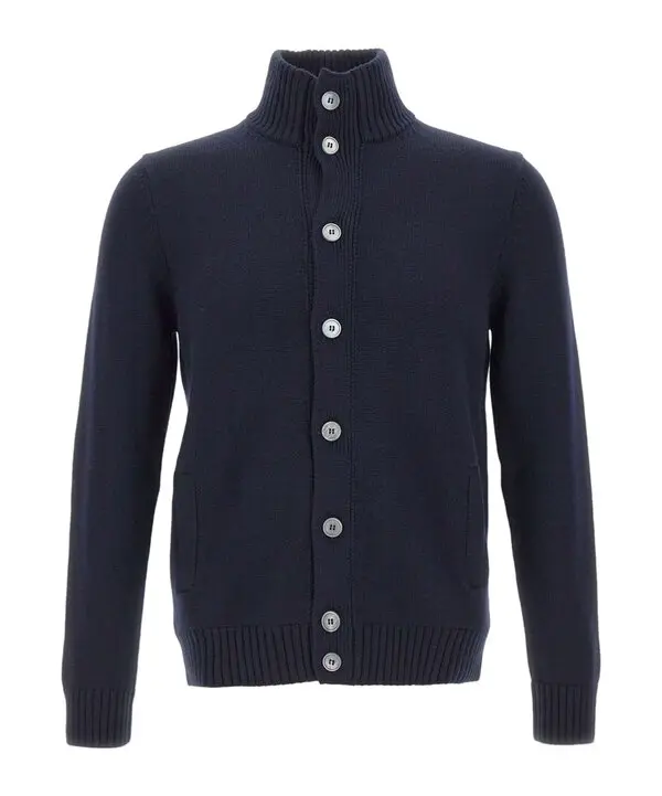 GRAN SASSO High-neck Cardigan - Blue