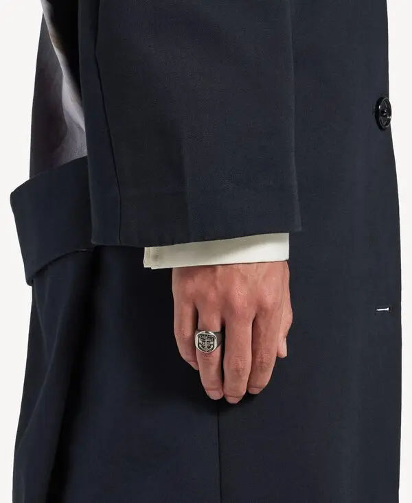 Balenciaga Anchor Crest Signet Ring In Antique Silver