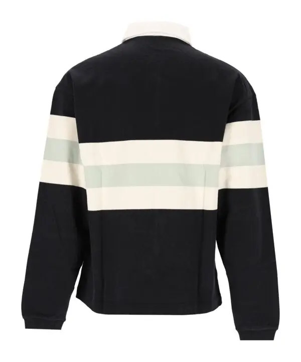 Palm Angels Palm Type Stripe Long Sleeve Polo Shirt