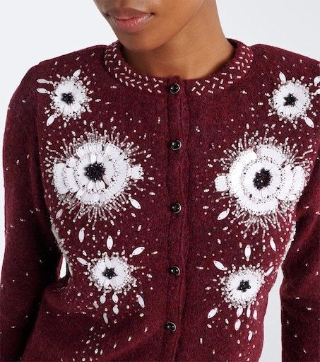 JACQUES WEI Floral Wool-blend Cardigan