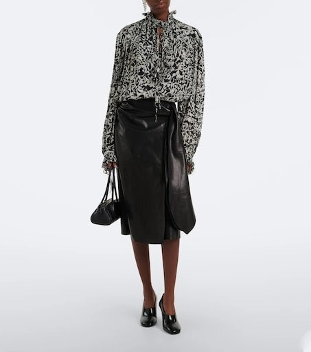 Nour Hammour Viret Leather Skirt